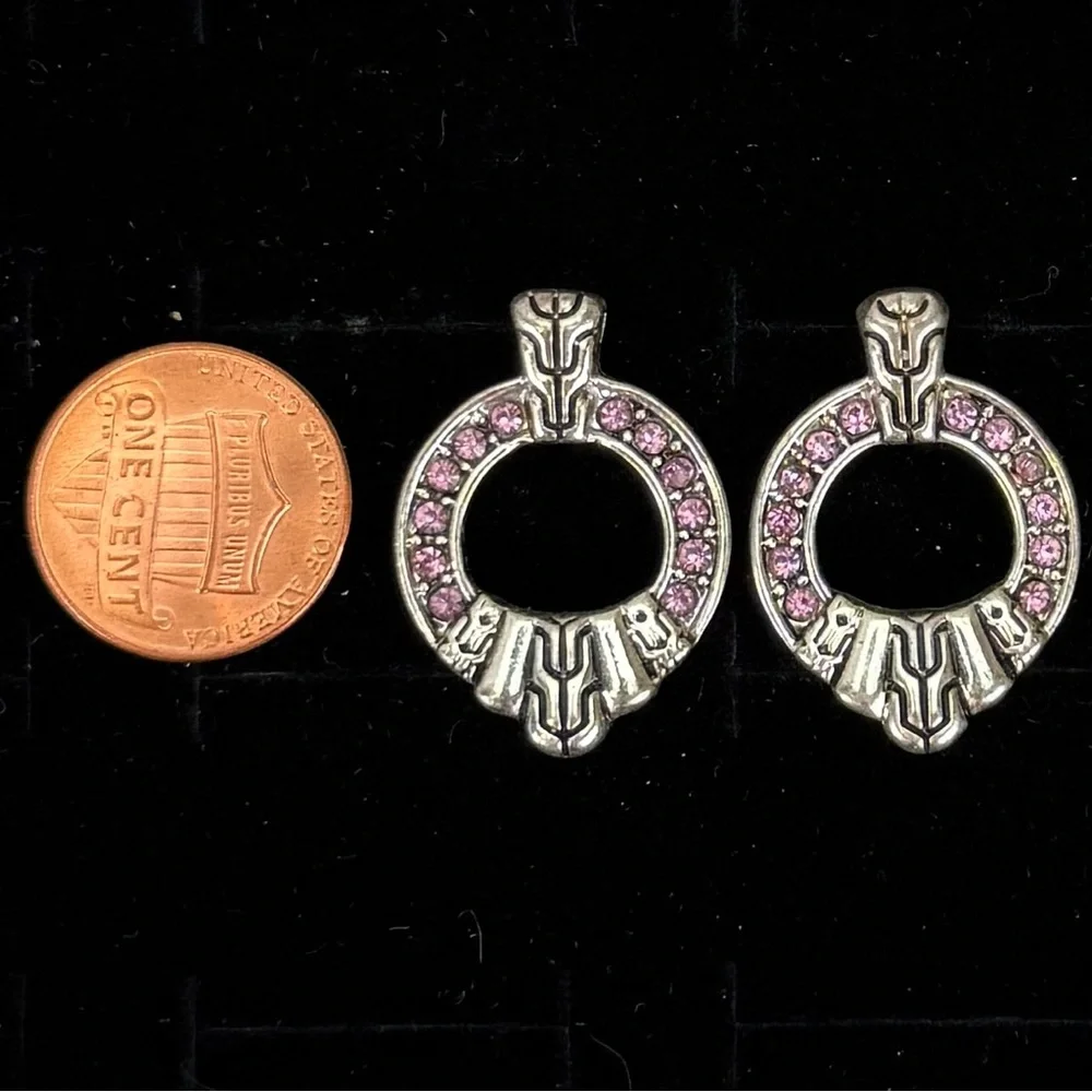 Jewelry | Vintage Silvertone Pink Stones Pierced Earrings | Poshmark